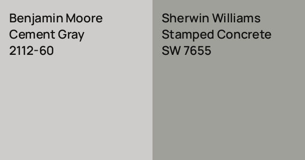 Benjamin Moore Cement Gray vs. Sherwin Williams Stamped Concrete comparison