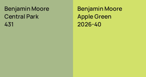 Benjamin Moore Central Park vs. Benjamin Moore Apple Green comparison