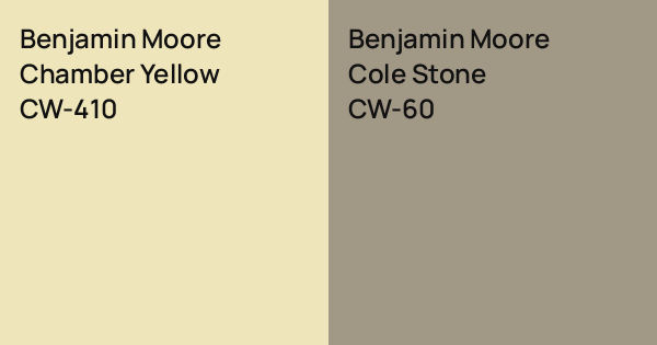 Benjamin Moore Chamber Yellow vs. Benjamin Moore Cole Stone comparison