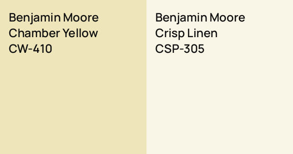 Benjamin Moore Chamber Yellow vs. Benjamin Moore Crisp Linen comparison