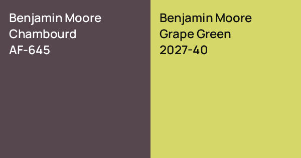 Benjamin Moore Chambourd vs. Benjamin Moore Grape Green comparison
