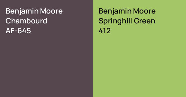 Benjamin Moore Chambourd vs. Benjamin Moore Springhill Green comparison