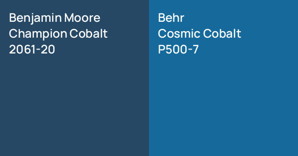 Benjamin Moore Champion Cobalt vs. Behr Cosmic Cobalt comparison
