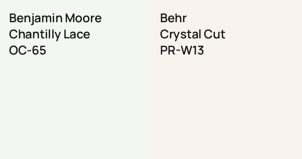 Benjamin Moore Chantilly Lace vs. Behr Crystal Cut comparison