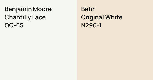 Benjamin Moore Chantilly Lace vs. Behr Original White comparison