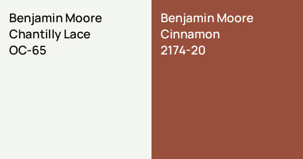 Benjamin Moore Chantilly Lace vs. Benjamin Moore Cinnamon comparison