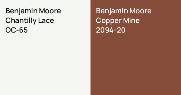 Benjamin Moore Chantilly Lace vs. Benjamin Moore Copper Mine comparison