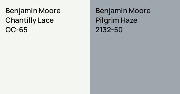 Benjamin Moore Chantilly Lace vs. Benjamin Moore Pilgrim Haze comparison