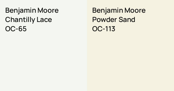 Benjamin Moore Chantilly Lace vs. Benjamin Moore Powder Sand comparison