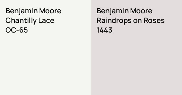 Benjamin Moore Chantilly Lace vs. Benjamin Moore Raindrops on Roses comparison
