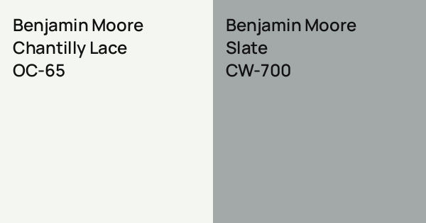 Benjamin Moore Chantilly Lace vs. Benjamin Moore Slate comparison