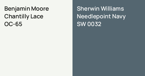 Benjamin Moore Chantilly Lace vs. Sherwin Williams Needlepoint Navy ...