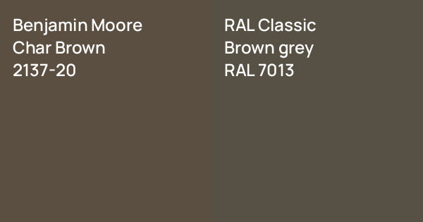 Benjamin Moore Char Brown vs. RAL Classic Brown grey comparison