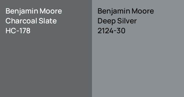 Benjamin Moore Charcoal Slate vs. Benjamin Moore Deep Silver comparison
