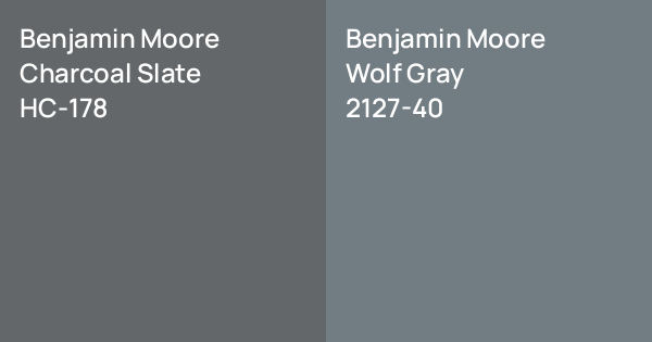 Benjamin Moore Charcoal Slate vs. Benjamin Moore Wolf Gray comparison