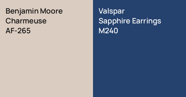 Benjamin Moore Charmeuse vs. Valspar Sapphire Earrings comparison