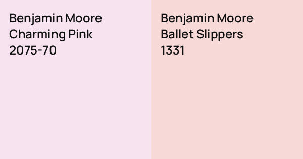 Benjamin Moore Charming Pink vs. Benjamin Moore Ballet Slippers comparison