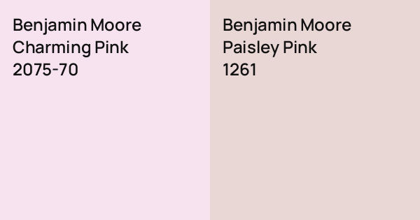 Benjamin Moore Charming Pink vs. Benjamin Moore Paisley Pink comparison