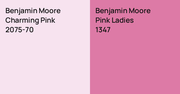 Benjamin Moore Charming Pink vs. Benjamin Moore Pink Ladies comparison
