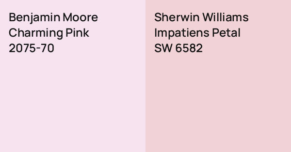 Benjamin Moore Charming Pink vs. Sherwin Williams Impatiens Petal ...