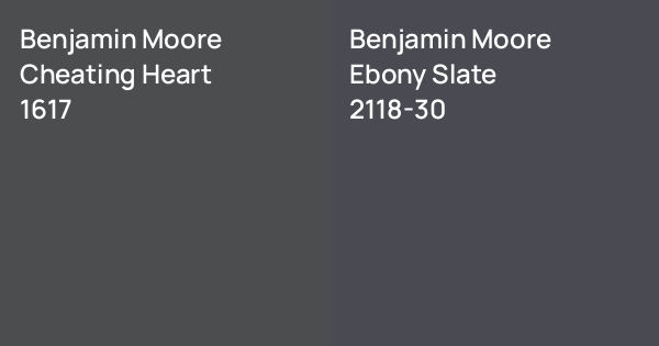 Benjamin Moore Cheating Heart vs. Benjamin Moore Ebony Slate comparison