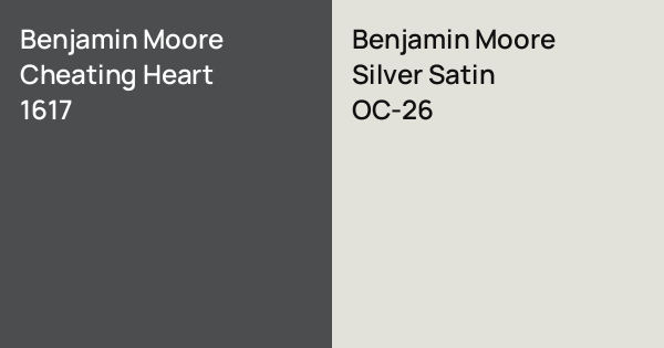 Benjamin Moore Cheating Heart vs. Benjamin Moore Silver Satin comparison