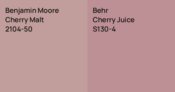 Benjamin Moore Cherry Malt vs. Behr Cherry Juice comparison