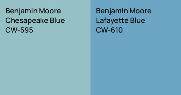 Benjamin Moore Chesapeake Blue vs. Benjamin Moore Lafayette Blue comparison
