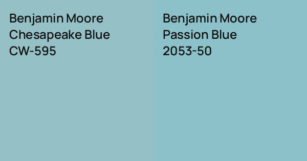 Benjamin Moore Chesapeake Blue vs. Benjamin Moore Passion Blue comparison