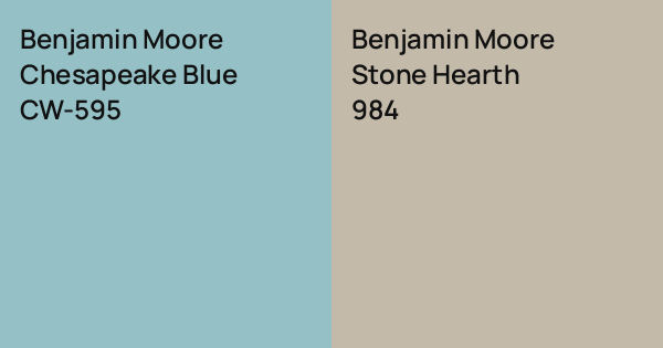 Benjamin Moore Chesapeake Blue vs. Benjamin Moore Stone Hearth comparison