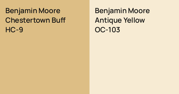 Benjamin Moore Chestertown Buff vs. Benjamin Moore Antique Yellow ...