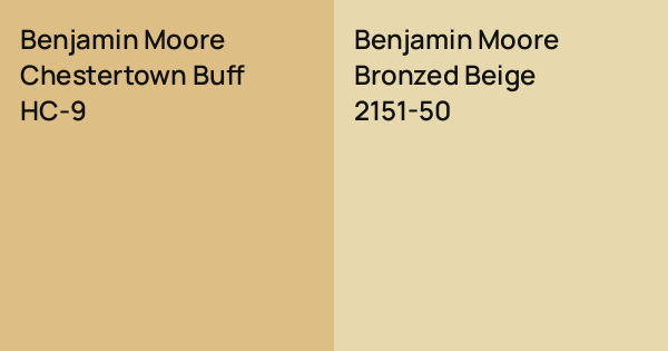 Benjamin Moore Chestertown Buff vs. Benjamin Moore Bronzed Beige comparison