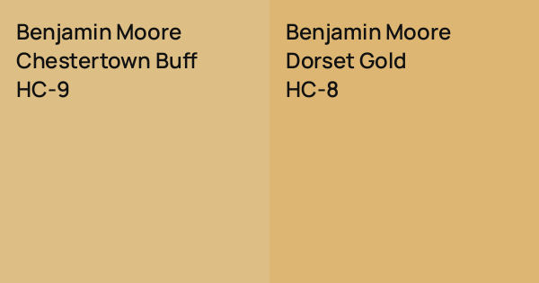 Benjamin Moore Chestertown Buff vs. Benjamin Moore Dorset Gold comparison