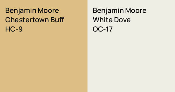 Benjamin Moore Chestertown Buff vs. Benjamin Moore White Dove comparison
