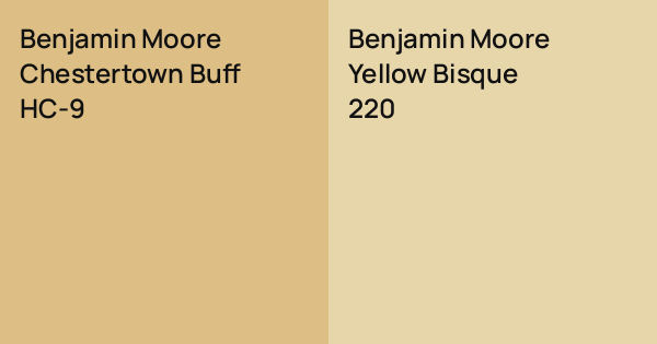 Benjamin Moore Chestertown Buff vs. Benjamin Moore Yellow Bisque comparison