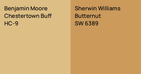 Benjamin Moore Chestertown Buff vs. Sherwin Williams Butternut comparison