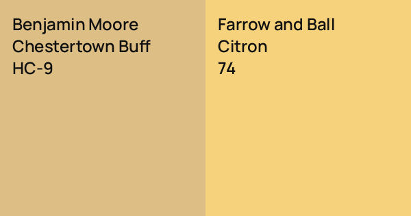 Benjamin Moore Chestertown Buff vs. Farrow and Ball Citron comparison