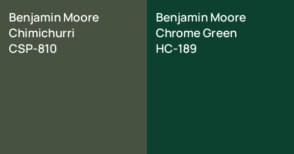 Benjamin Moore Chimichurri vs. Benjamin Moore Chrome Green comparison