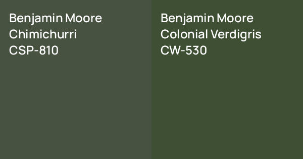 Benjamin Moore Chimichurri vs. Benjamin Moore Colonial Verdigris comparison