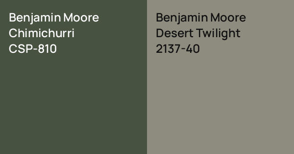 Benjamin Moore Chimichurri vs. Benjamin Moore Desert Twilight comparison