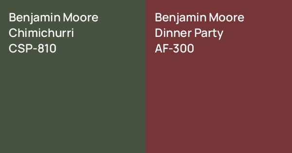 Benjamin Moore Chimichurri vs. Benjamin Moore Dinner Party comparison
