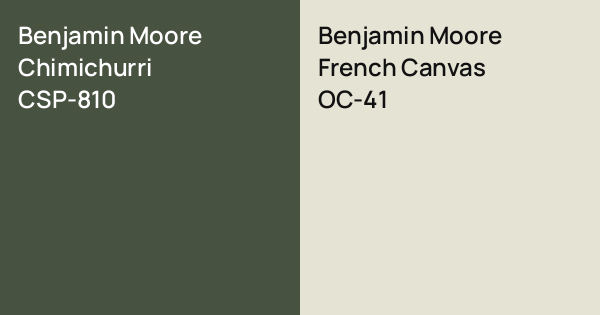 Benjamin Moore Chimichurri vs. Benjamin Moore French Canvas comparison