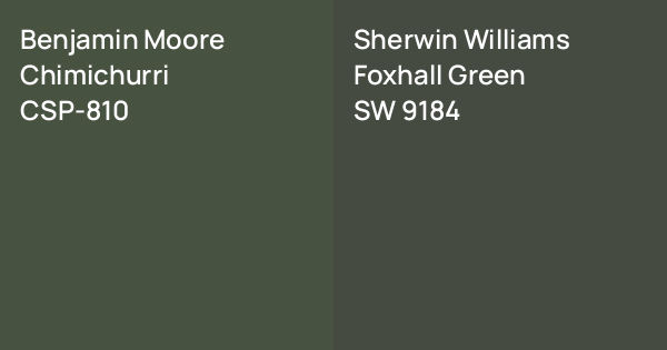 Benjamin Moore Chimichurri vs. Sherwin Williams Foxhall Green comparison