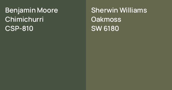 Benjamin Moore Chimichurri vs. Sherwin Williams Oakmoss comparison