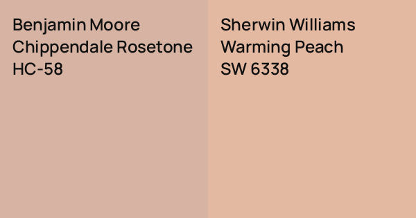 Benjamin Moore Chippendale Rosetone vs. Sherwin Williams Warming Peach ...