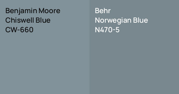 Benjamin Moore Chiswell Blue vs. Behr Norwegian Blue comparison