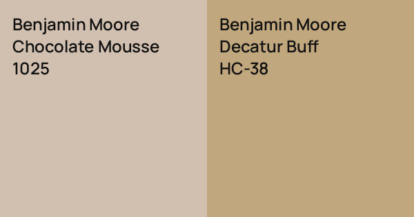 Benjamin Moore Chocolate Mousse vs. Benjamin Moore Decatur Buff comparison