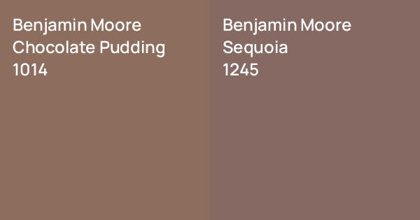 Benjamin Moore Chocolate Pudding vs. Benjamin Moore Sequoia comparison