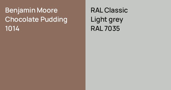 Benjamin Moore Chocolate Pudding vs. RAL Classic Light grey comparison