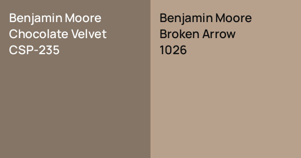 Benjamin Moore Chocolate Velvet vs. Benjamin Moore Broken Arrow comparison